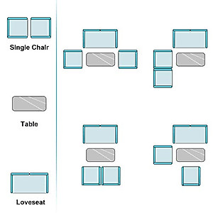 Saemoza 4 Pieces Outdoor Patio Furniture Set, Outdoor Wicker Rattan Patio Furniture with Tempered Glass Tabletop Clearance（Blue）