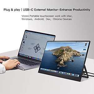 Virzen 15.6" Portable Touchscreen Monitor with Kickstand 1080P Mini HDMI Compatible with Phone Laptop Computer Switch