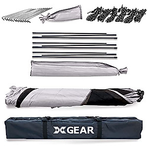 XGEAR 6 Sided Pop Up Camping Gazebo 11.5’x11.5’ Instant Canopy Tent Sun Shelter Screen House with Mosquito Netting, for Patio, Backyard, Outdoor,Grey