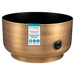 BIRDROCK HOME Decorative Footed Garden Water Hose Holder Pot with Lid - 100ft Hose Storage Steel, Hidden Garden Hose Keeper w/Drain Holes, Hose Hider for Indoor Outdoor Patio Yard - Oil Rubbed Bronze