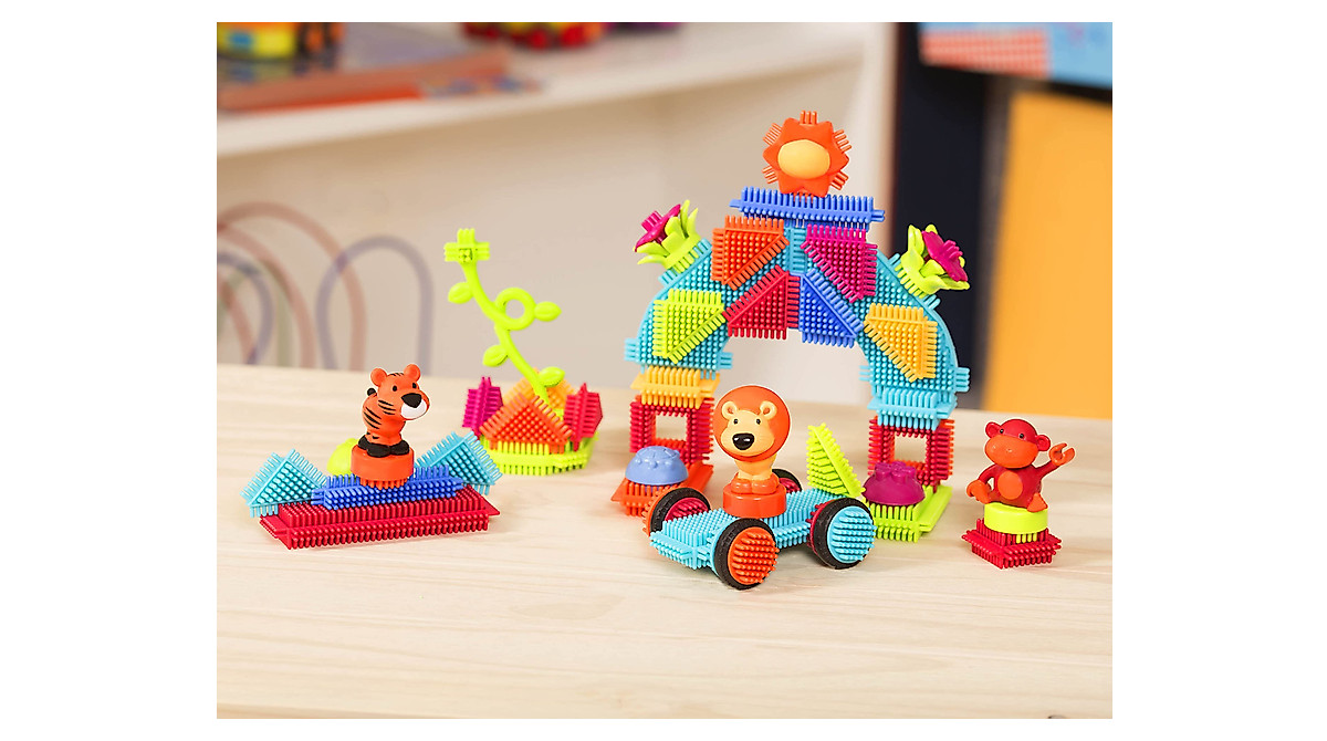 Battat Bristle Blocks: 54pc Jungle Adventure STEM Toy Set for Toddlers