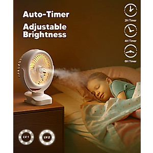 TYZU 7 Inch Portable Fan, Misting Fan, 4000 mAh Battery Operated Fan, Outdoor Misting Fan With 2 Mist Modes & 4 Speeds, 130ml Tank, 360° Rotatable, Clip on fan For Outside Camping Stroller Golf Cart