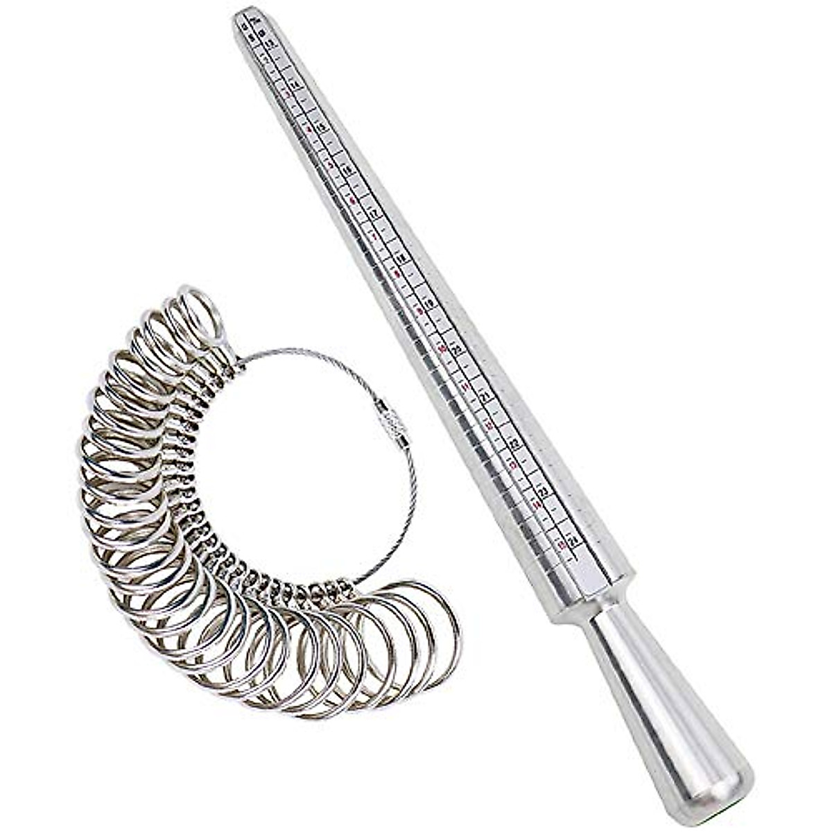 NIUPIKA Ring Sizer Measuring Tool Measure Finger Rings Sizing Set Metal Ring Mandrel Gauge US Size 1-13 Jewelry Tools Sizers Kit of 27 Pieces