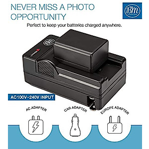 BM Premium BP-727 Battery and Charger for Canon Vixia HFR80, HFR82, HFR800, HFR30, HFR32, HFR300, HFR40, HFR42, HFR400, HFR50, HFR52, HFR500, HFR60, HFR62, HFR600, HFR70, HFR72, HFR700, HFM52, HFM500