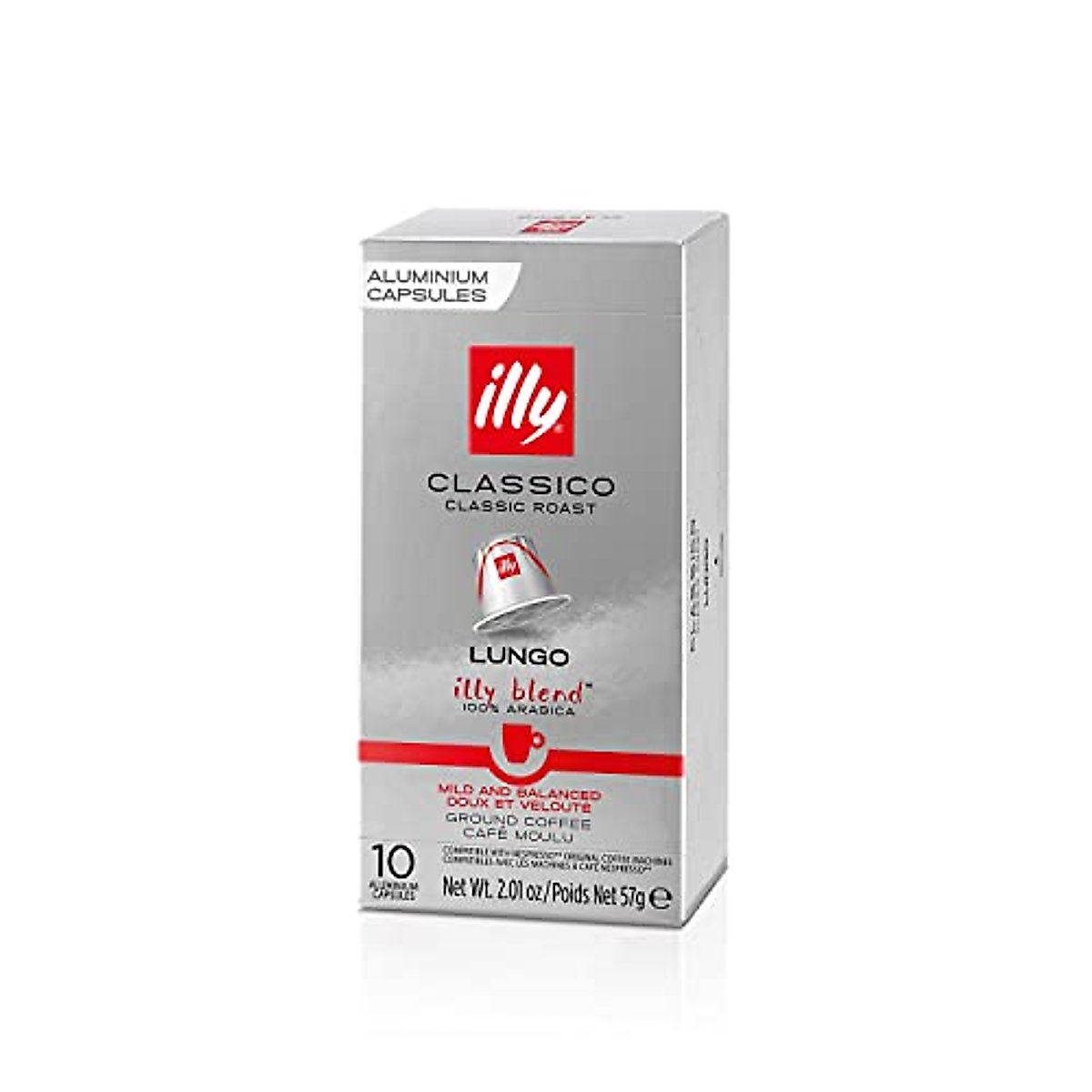 illy Lungo Classico Coffee, Classic Roast (Medium Roast) (100-Count single serve capsules, compatible with Nespresso Original Line System coffee machines)