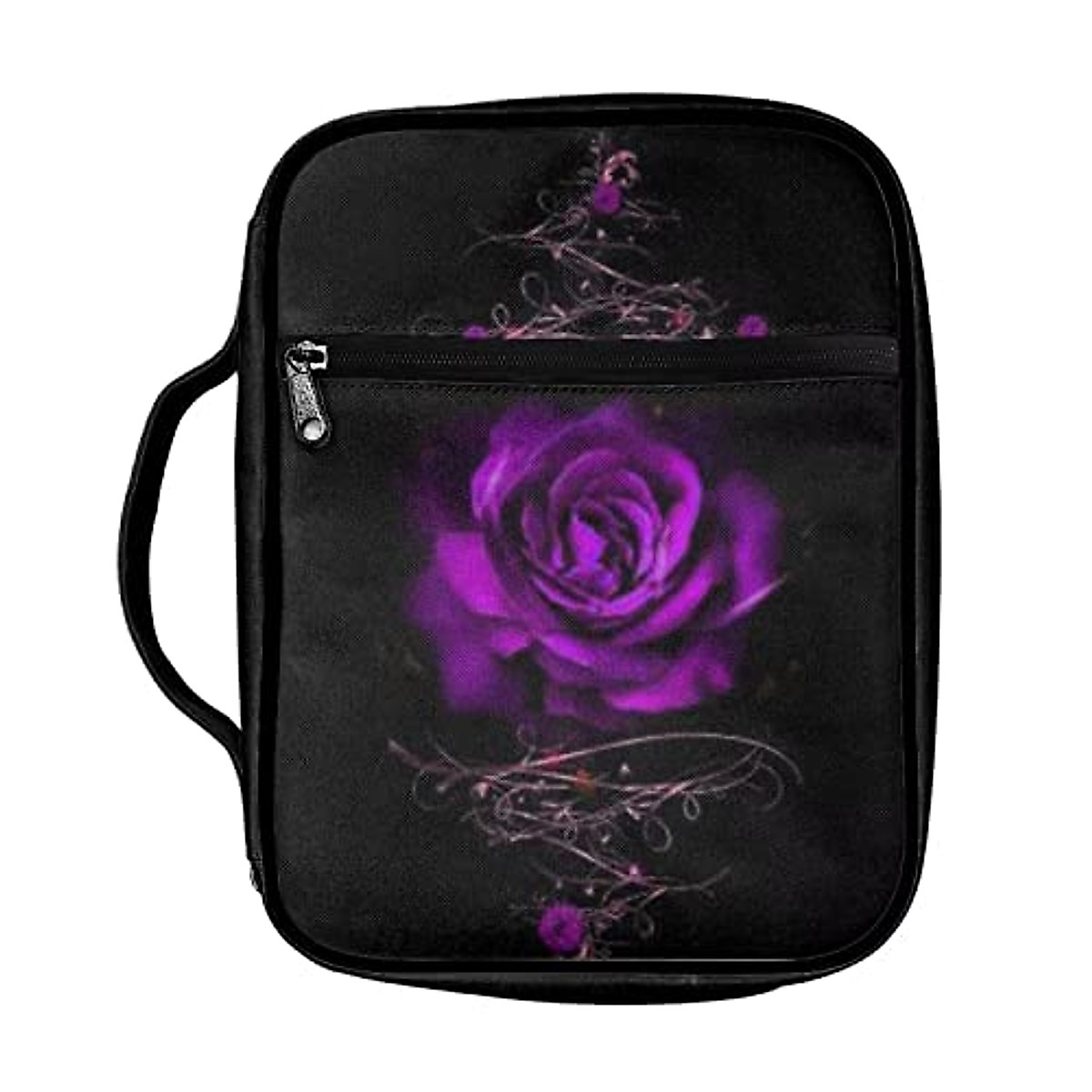 Tongluoye Purple Rose Bible Covers for Women Girls Perfect Holiday Gift for Sisters Daughter Mom Friends Fantasy Black Bible Carrying Case for Book Church Bible Cosmetics with Protective Holder
