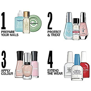 Sally Hansen Treatment Maximum Growth®, Clear, Nail Strengthener Polish, 0.45 Oz, Base Coat Nail Polish, Reinforces Soft, Weak Nails, Defends Nails, Triple-Protection, Silk Formula