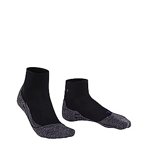 FALKE Women's TK2 Explore Cool Short Hiking Socks, Quarter, Medium Padding, Breathable Quick Dry, Cooling, Lyocell, Black (Black-Mix 3010), 9.5-10.5, 1 Pair