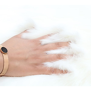 Round Faux Fur Sheepskin Rugs, Soft Shaggy Area Rug Home Decorative Bedroom Fluffy Carpet Rug, Diameter 5 Feet, White