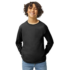 Gildan Youth Ultra Cotton Long Sleeve T-Shirt, Style G2400B, 2-Pack, Black, Large