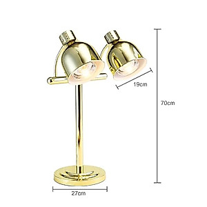 WTTTTW Heat Lamp for Food,500W Commercial Food Warmer Warming Light, Adjustable 2-Head Stainless Free-Standing Catering Food Heating Lamp for Kitchen Cafeteria Restaurant Buffet,Gold