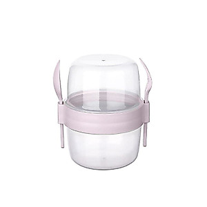 GanoOne On the Go Cups, Take and Go Cup with Topping Cereal or Oatmeal Container, Portable Lux Cereal To-Go Container with Top Lid Granola & Fruit Compartment (Lilac)