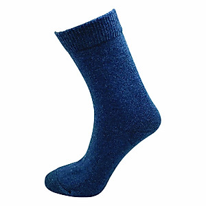 CozyPosh Men Wool Blend Socks - Mid-Calf Crew (Pack of 3 Pairs) Anti-sweat Warm (lightbrown_lightgrey_blue)