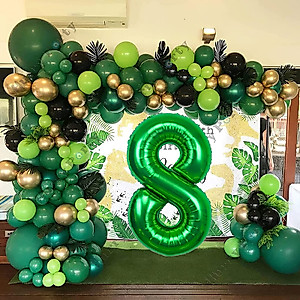40 Inch Giant Green Number 8 Balloon, Helium Mylar Foil Number Balloons for Birthday Party, 8th Birthday Decorations for Kids, Anniversary Party Decorations Supplies (Green Number 8)