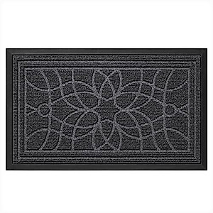 DEXI Front Door Mat, Welcome Mat Heavy Duty Durable Low Profile Outside Doormat for Entryway, Patio, Garage, High Traffic Areas, 17"X29", Grey