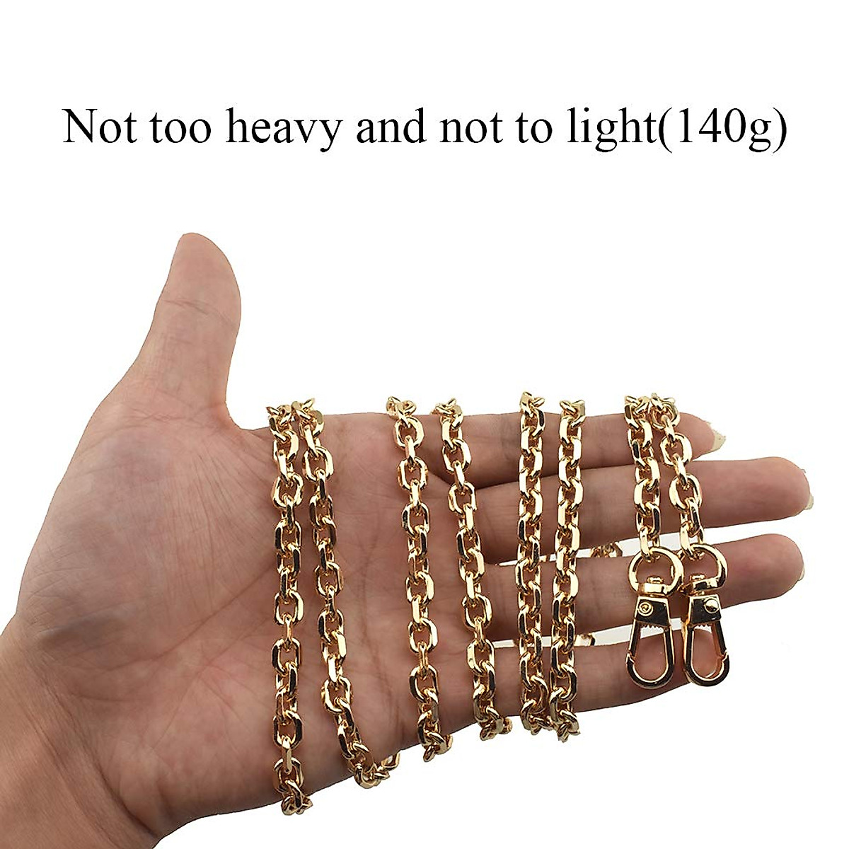 HAHIYO Mini Pochette Purse Chain Strap Thin Wide 6mm for LV Length 59.1 inches Thick 2mm Shiny Gold for Shoulder Cross Body Sling Handbag Wallet Clutch Comfortable Flat Metal Strap 1 Pack