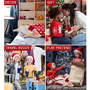 DolliBu Santa Large Rainbow Dolphin Stuffed Animal Plush Toy - Wild Animal Dress Up with Red Santa Claus Hat, Cute Wildlife Gift, Perfect Holiday with Name Personalization - 18 Inches