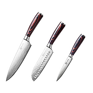 PAUDIN Chef's Knife, Santoku Knife and Utility Knife