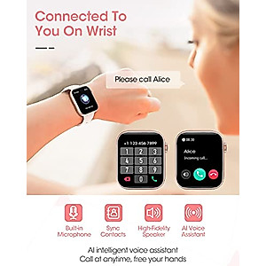 Smart Watch Women(Answer/Make Calls), 2023 Newest 1.8'' Bluetooth Smart Watch for Android iPhones, 5ATM Waterproof Outdoor Fitness Tracker with AI Voice/Heart Rate/SpO2/Sleep Monitor, Smartwatch Pink