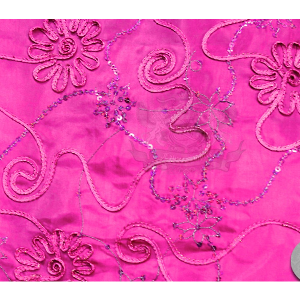 Taffeta Fabric Ribbon Cord Sequin 58" Wide Sold by The Yard (Fuchsia)