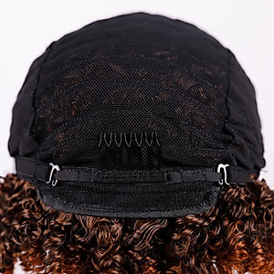 Unonet Short Afro Curly Wigs for Black Women, Soft Breatable Synthetic Curly Afro Wigs, Short Afro Wigs for Woman Cosplay Daily Party Use (1BT30)