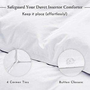 California Design Den Queen Size Duvet Cover Only - Premium 400 Thread Count 100% Cotton Duvet Cover, Soft Sateen Weave, Button Closure and Corner Ties (1 Piece, White, Queen)