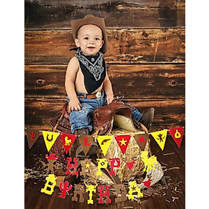 LaVenty Set of 2 Cowboy Birthday Banner Boots Boy Banner Little Cowboy Banner Western Theme birthday Decoration Cowboy First Birthday Cowboy Party decoration