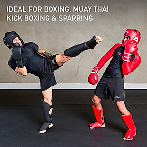 Elite Sports Best Boxing Headgear, Training Sparring Safety Head Guard for MMA, Kickboxing Trainees, Muay Thai, and Boxing for Adult Men (Black)