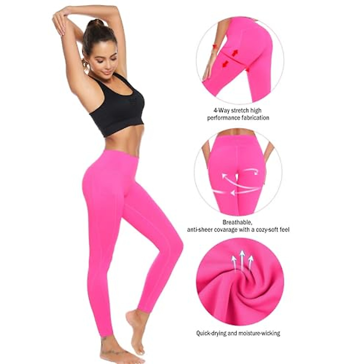 Auu High Waisted Leggings with Pockets Workout Leggings for Women Stretch Yoga Pants Buttery Soft