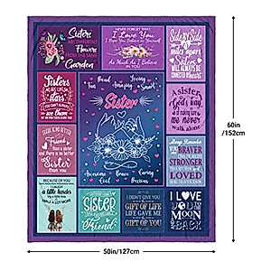 Sister Gifts Blanket 60"x50", Sisters Gifts from Sister, Sister Birthday Gifts for Sister from Sisters, Sister Gifts for Women, Sister Gifts Ideas for Anniversary Mothers Day, to My Sister Blankets