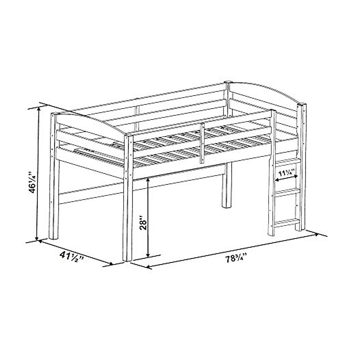 Walker Edison Della Classic Solid Wood Twin over Wood Loft Bunk Bed, Twin Size, White