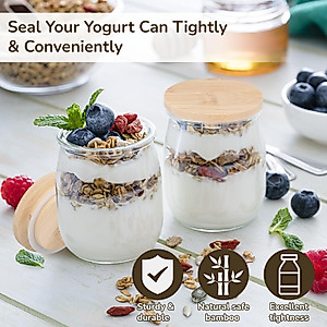 yeesport 12 PCS Yogurt Jar Lids, 2.6 Inches Bamboo Jar Lids for Yogurt Jars, Food Fruit Candy Can Lids with Silicone Sealing Rings, Yogurt Jar Lids With DIY Function