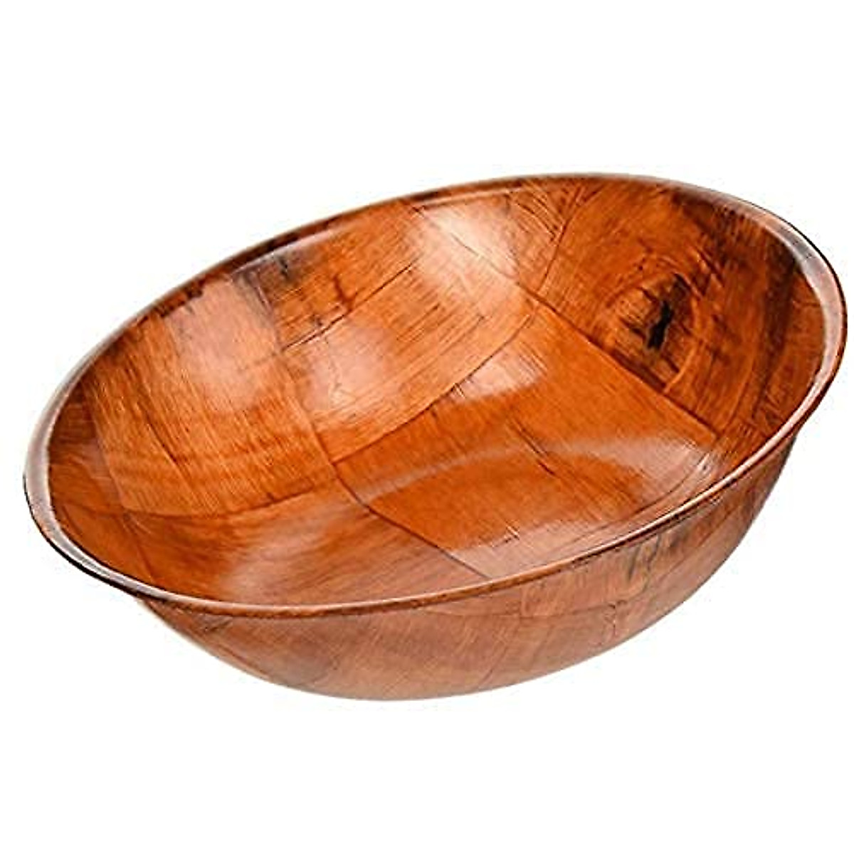 Wooden Woven Round Salad Bowl, Woven Wood Snack Bowl (8"-Inch, Set of 6) Mixing Bowl