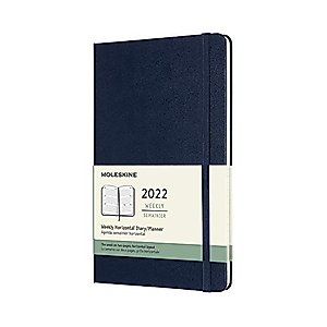 Moleskine Classic 12 Month 2022 Weekly Horizontal Planner, Hard Cover, Large (5" x 8.25"), Sapphire Blue