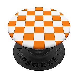 Checkered Orange And White Checkerboard Pattern Design Gift PopSockets PopGrip: Swappable Grip for Phones & Tablets