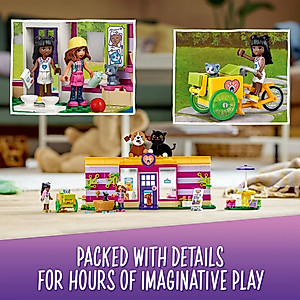 LEGO Friends Pet Adoption Café 41699 Building Toy - Collectible Animal Rescue Set with Olivia & Priyanka Mini-Dolls, Cat & Dog Figures, Creative Toys for Boys, Girls, and Kids Ages 6+