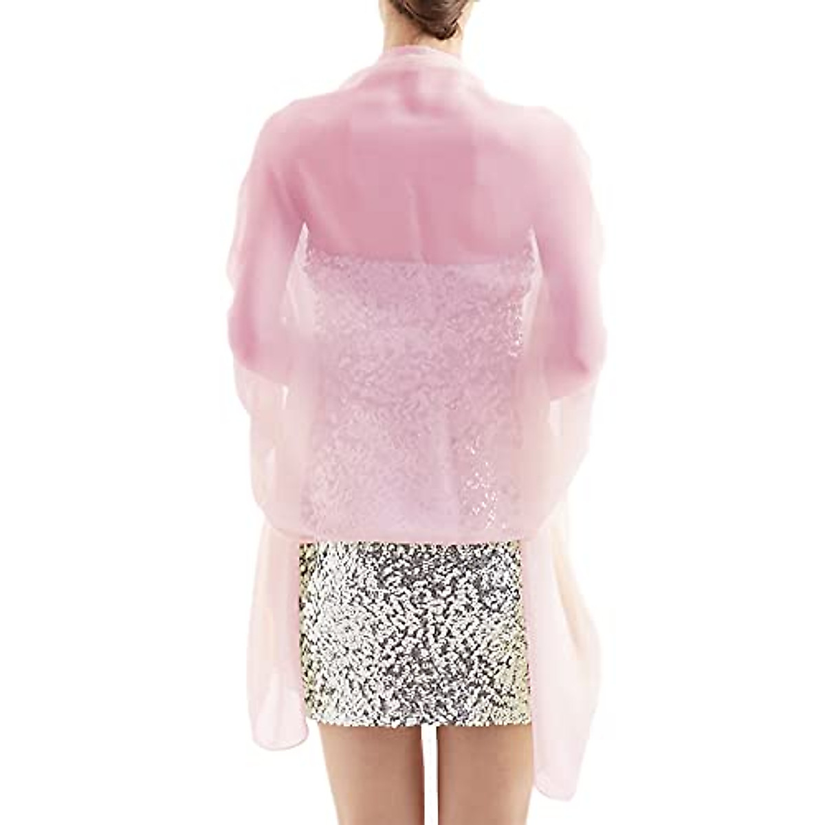 Alivila.Y Fashion Womens Chiffon Scarf Wrap Bridal Wedding Scarves Shawl for Bridesmaid-Lite Pink Chiffon