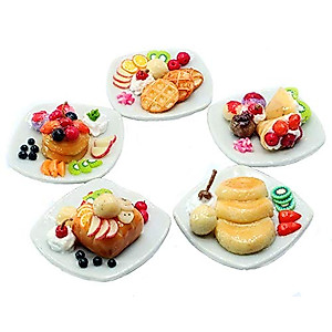 ThaiHonest 5 Dollhouse Miniatures Pancake & Waffle Food Supply Handcrafted,Tiny Food