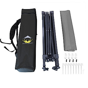 Crown Shades 8' x 8' Base 6.5' x 6.5' Top Telescoping Slant Leg Outdoor Instant Pop-Up Portable Waterproof Shade Folding Canopy with Carry Bag, Gray