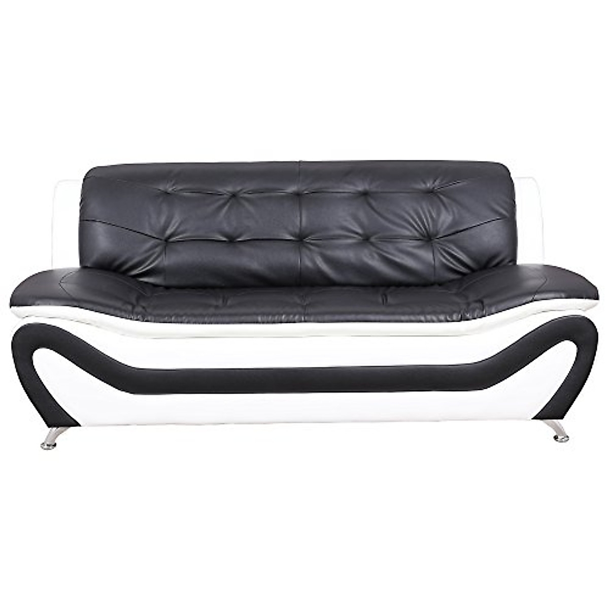 Beverly Fine Furniture 3 Piece Aldo Modern Sofa Set, Black/White