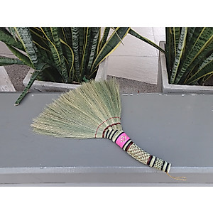 Asian Whisk Broom Natural Grass Duster 1piece 14 inch Tall Dustpan Brush Wooden Handmade Thai Bamboo Handle Sweeper for Dusting