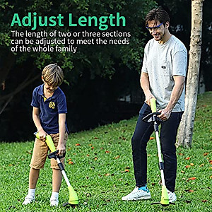 Cordless Lawn Trimmer Weed Wacker - GardenJoy 12V Grass Trimmer Lawn Edger with 2.0Ah Li-Ion Battery Powered and Cutting Blade, Electric Weed Trimmer Tool for Garden and Yard