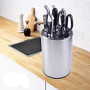 LLRYN Universal Knife Block without Knives Knife Holder Stainless Steel Kitchen Knife Holder Storage Organizer Slots-Stainless-Steel Universal Knife Block