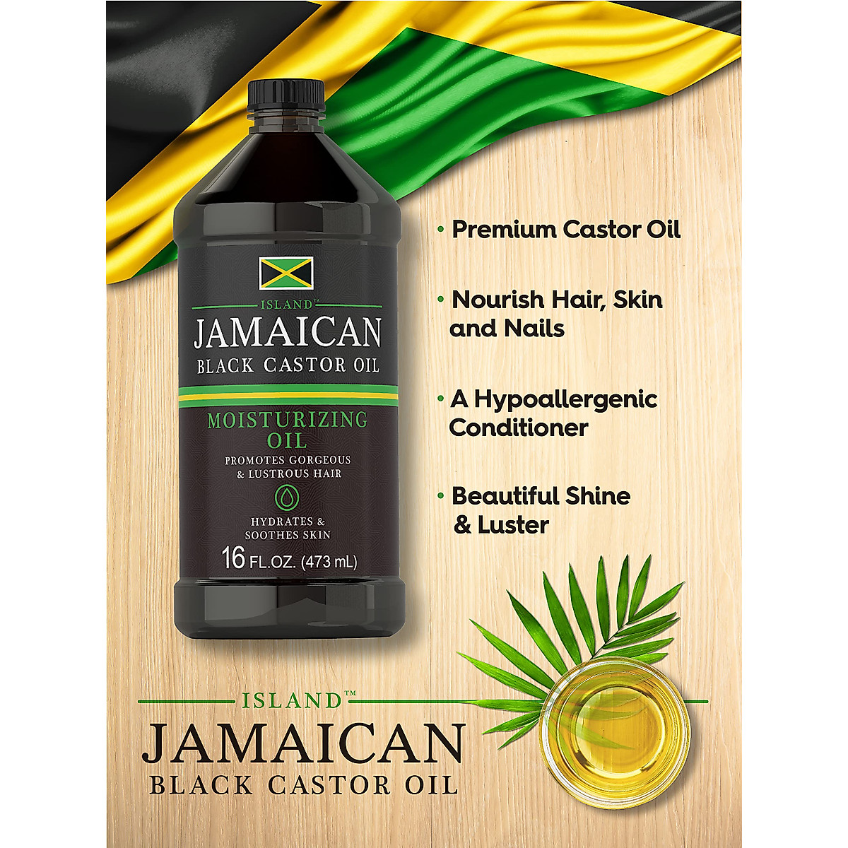 Carlyle Jamaican Black Castor Oil 16oz | Nourish Hair, Skin, and Nails | All Natural Hypoallergenic Conditioner