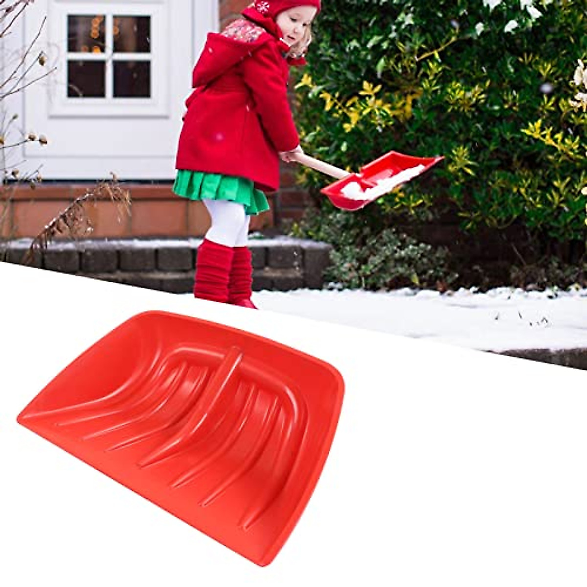 Kadimendium Snow Shovel PP Plastic Shovel 53 x 35.5cm x12.5cm Big Shovel for Gravel Soil Leaves Garden Construction (Red)