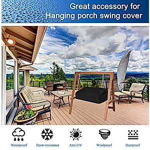 Porch Swing Cover, Hanging Porch Swing Cover Waterproof, Outdoor Hanging Swing Cover, Cover for Porch Hanging Swing - Black (73 * 30 * 28/20inch)