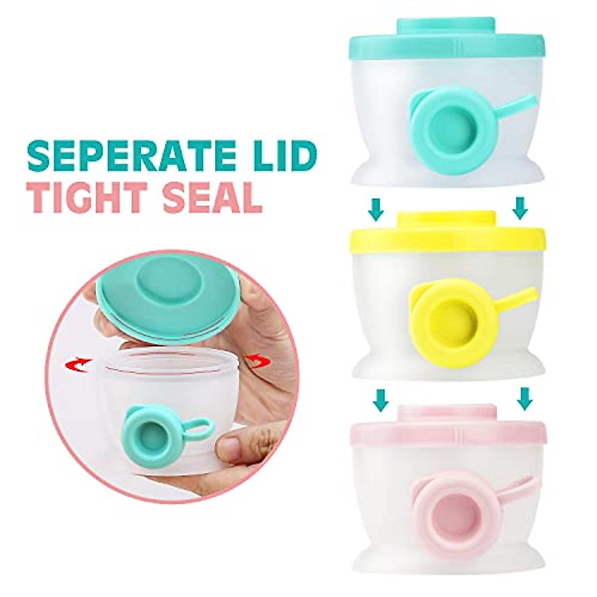 Zooawa Baby Formula Dispenser, Non-Spill Stackable Milk Powder Formula Container Christmas Formula Holder Snack Fruit Biscuits Storage for Travel, On-The-Go, BPA Free, 3 Compartments