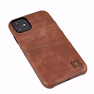 Dockem iPhone 11 Wallet Case: Built-in Metal Plate for Magnetic Mounting & 2 Credit Card Holders (6.1" Exec M2, Synthetic Leather, Brown)