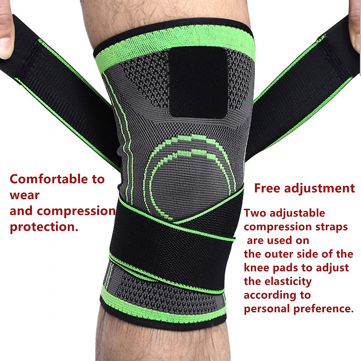 davidamy's gift Knee Brace Knee Suport for Running & Gym Work etc., Knee Compression Sleeve for Joint Pain and Arthritis Relief, Improved Circulation Compression-Pack of 2 (Green, X-Large)