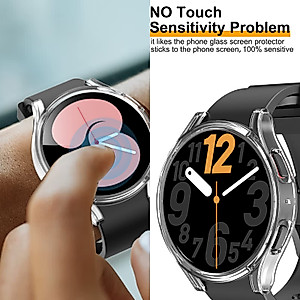 [5+5 Pack] Compatible for Samsung Galaxy Watch 5 / Galaxy Watch 4 44mm Screen Protector Case,Matte PC Bumper Cover+5 Tempered Glass Screen Protector Films for Galaxy Watch 5 4 Accessories